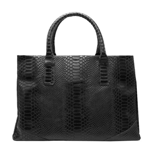 Bags | Leather Python Print Toteshoulder Handbag | Poshmark